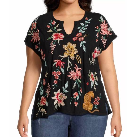Johnny Was | Tops | New Johnny Was Andrean Paneled Knit Tee Plus In ...